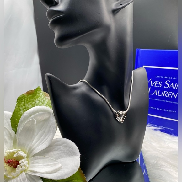 Yves Saint Laurent | Jewelry | Ysl Logo Silver Heart Necklace On Silver ...